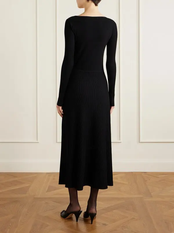 Maria Mcmanus Ribbed Stretch-jersey Bustier Maxi Dress