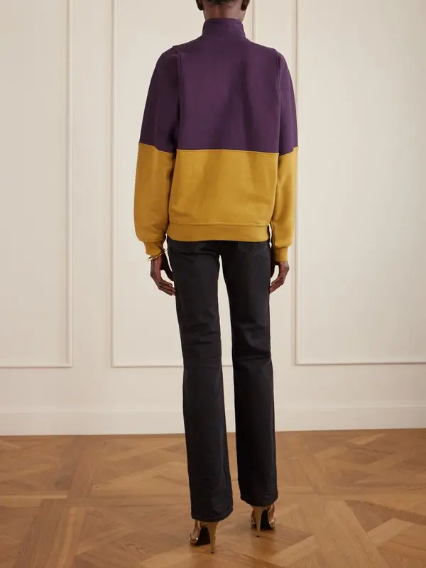 Saint Laurent Embroidered Two-tone Cotton-jersey Sweatshirt - Multi