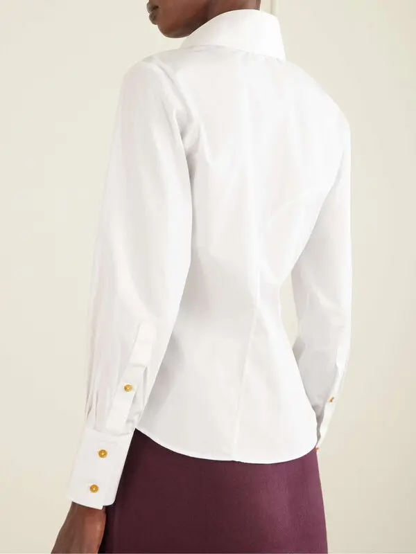 VIVIENNE WESTWOOD Bella Embroidered Cotton-poplin Shirt - White