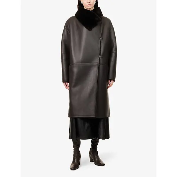 TOTEME Shearling-lined Wrap Leather Coat
