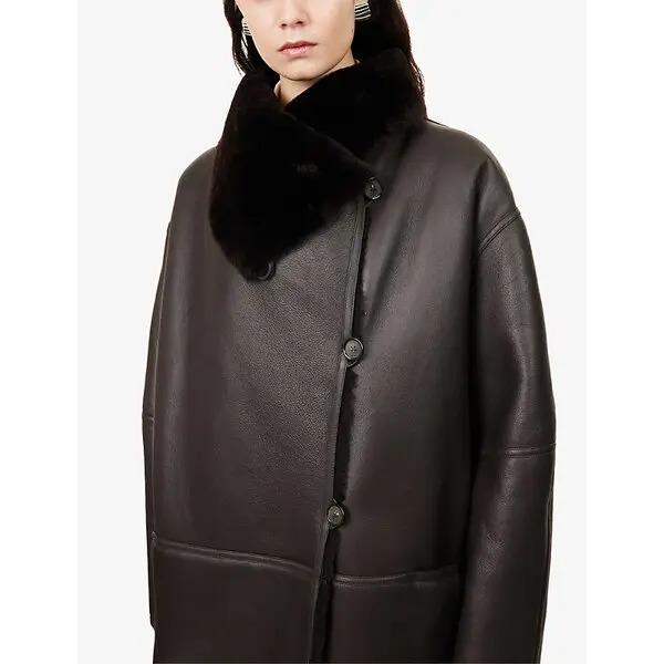 TOTEME Shearling-lined Wrap Leather Coat