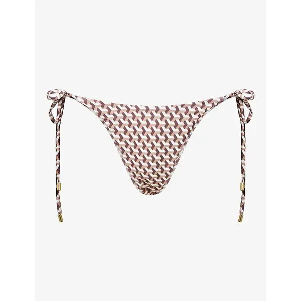 Monday Swimwear Palma Geometric-print Bikini Bottom - Husk Geo