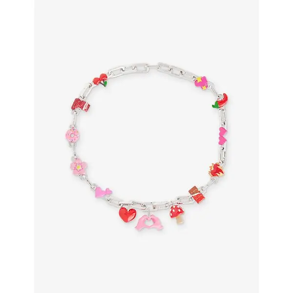 POUBEL Roses Et Rouges Rhodium-plated Sterling-silver Bracelet Set - Silver Red Pink