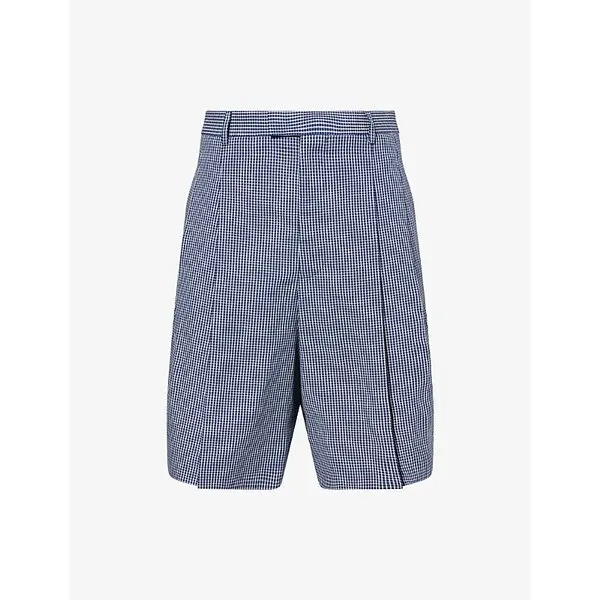 Givenchy Gingham-print Pleated Cotton-poplin Shorts