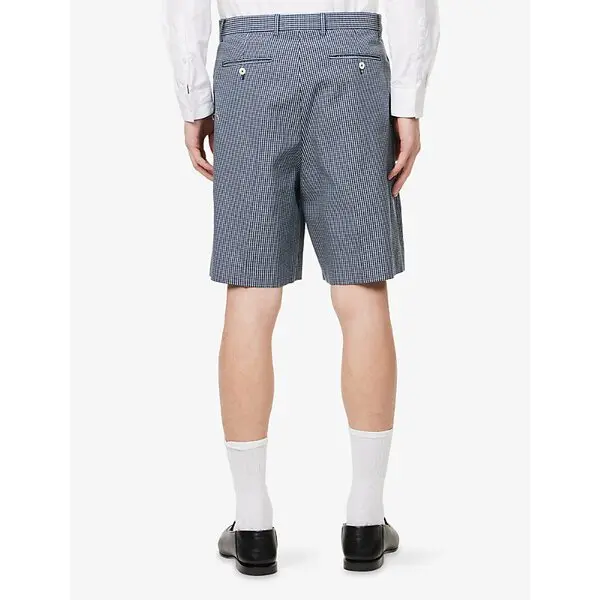 Givenchy Gingham-print Pleated Cotton-poplin Shorts