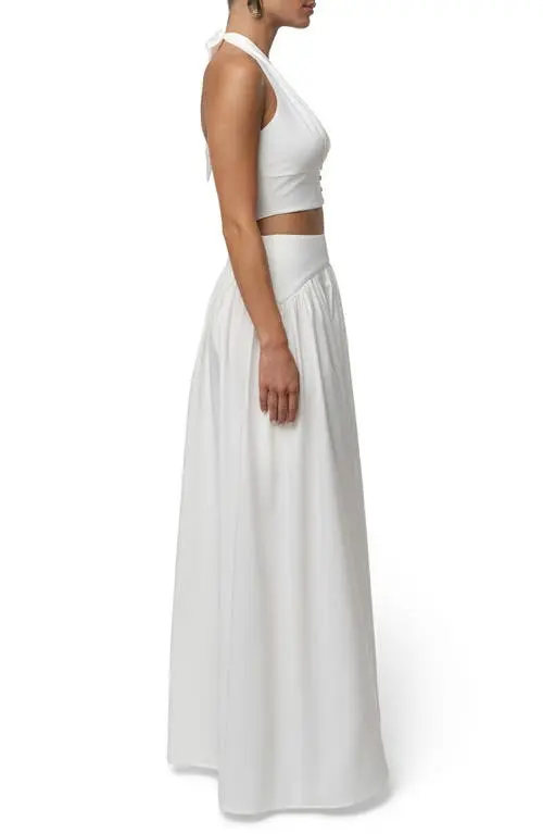JLUXLABEL Halter Crop Top & Maxi Skirt Set - Ivory