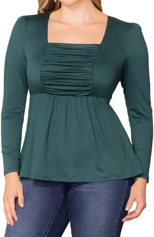 KIYONNA Rylan Ruched Knit Top - Hunter Green