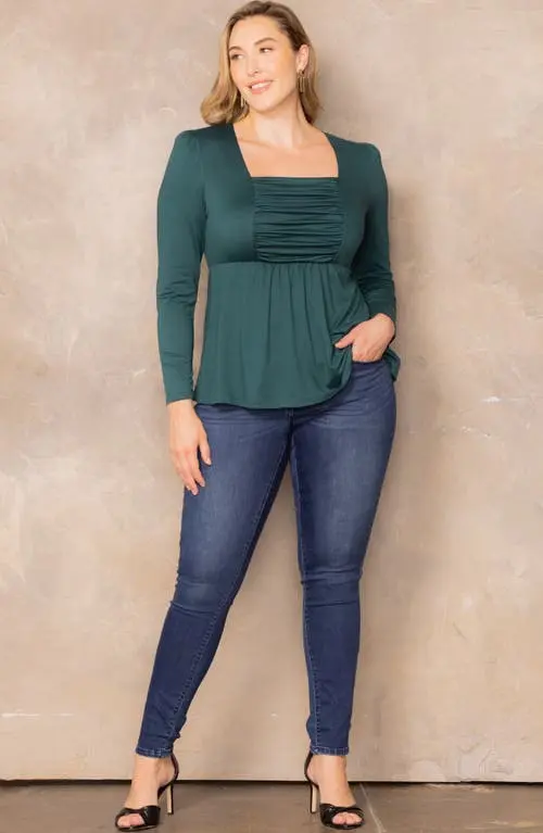 KIYONNA Rylan Ruched Knit Top - Hunter Green