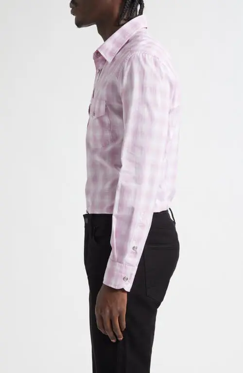 TOM FORD Slim Fit Check Western Shirt - White/pink