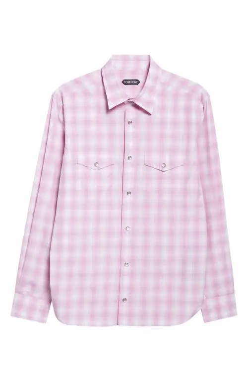 TOM FORD Slim Fit Check Western Shirt - White/pink