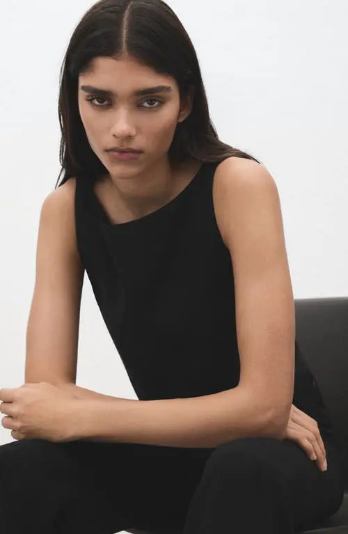 Mango Round Neck Sleeveless Suiting Top