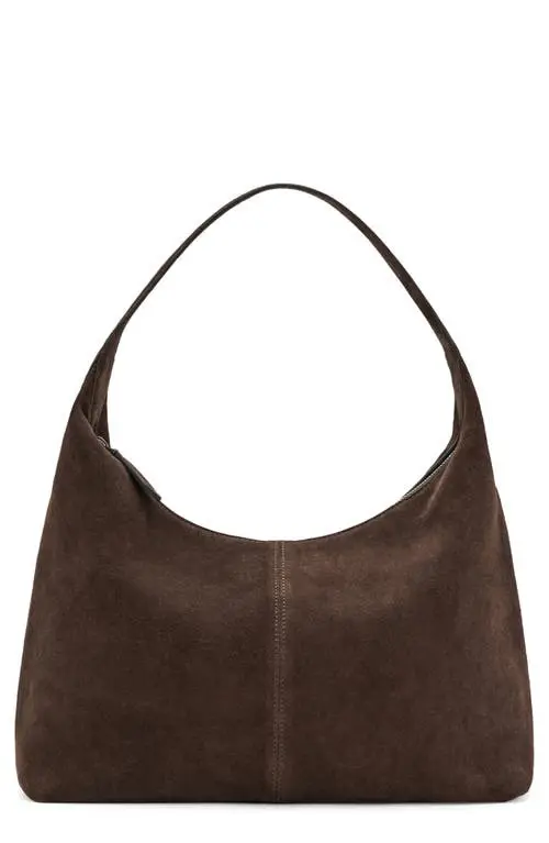 Mango Stitched Suede Shoulder Bag