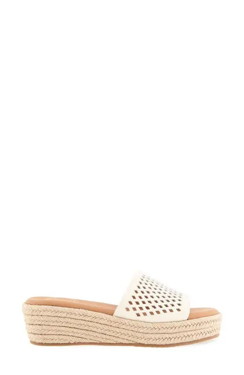 Gentle Souls Vandy Perforated Platform Slide Sandal - Stone Leather