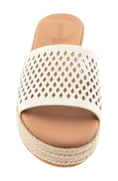 Gentle Souls Vandy Perforated Platform Slide Sandal - Stone Leather