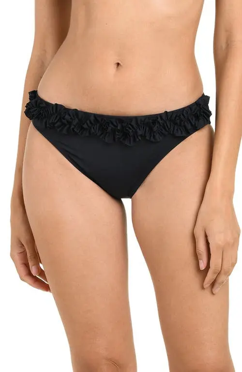 La Blanca Island Goddess Ruffle Bikini Bottom - Black
