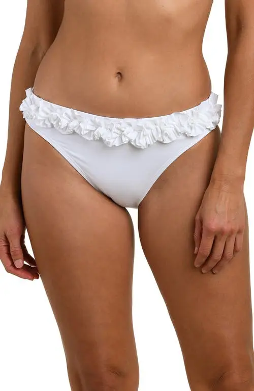 La Blanca Island Goddess Ruffle Bikini Bottom - White