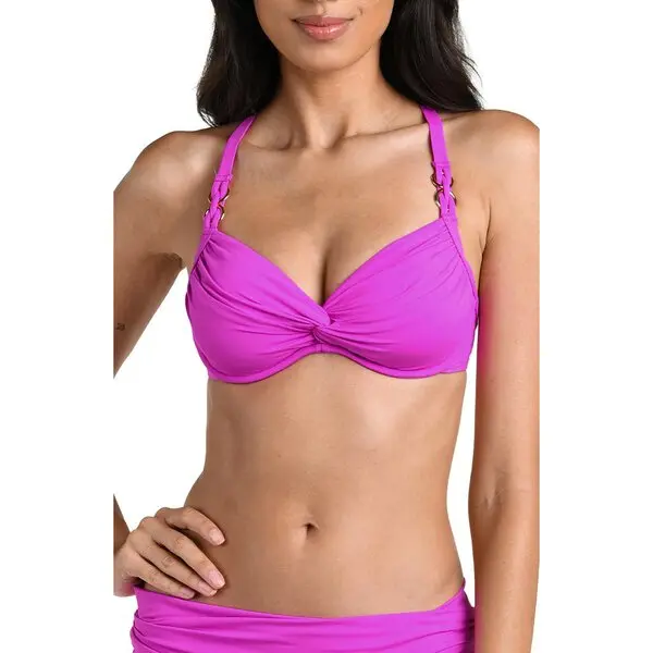 La Blanca Island Twist Front Underwire Bikini Top - Violet