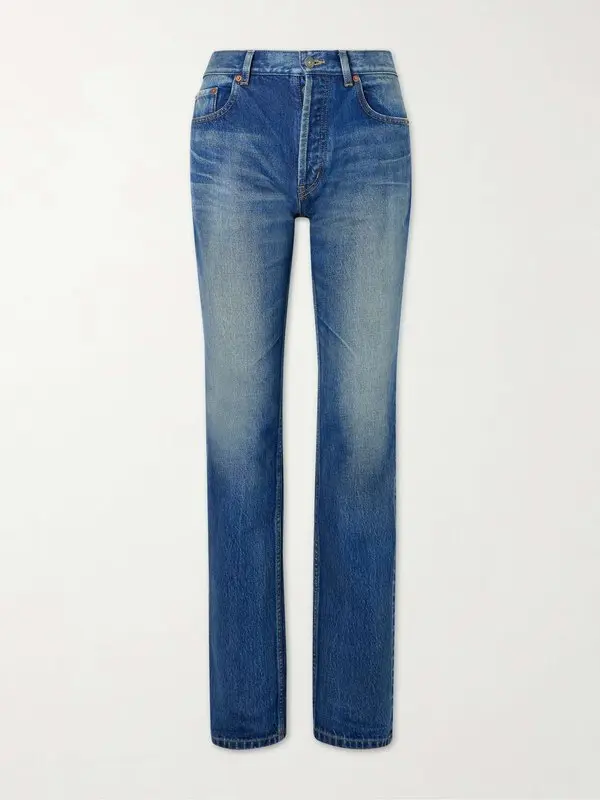Saint Laurent Cropped High-rise Straight-leg Jeans - Blue