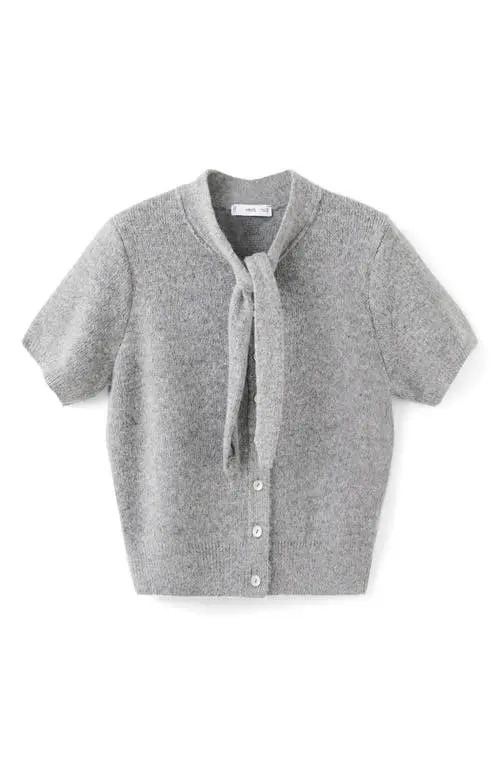 Mango Short Sleeve Cardigan With Tie Detail