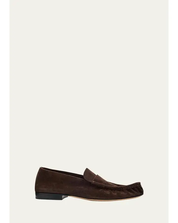 THE ROW Soft Suede Moccasin Loafers
