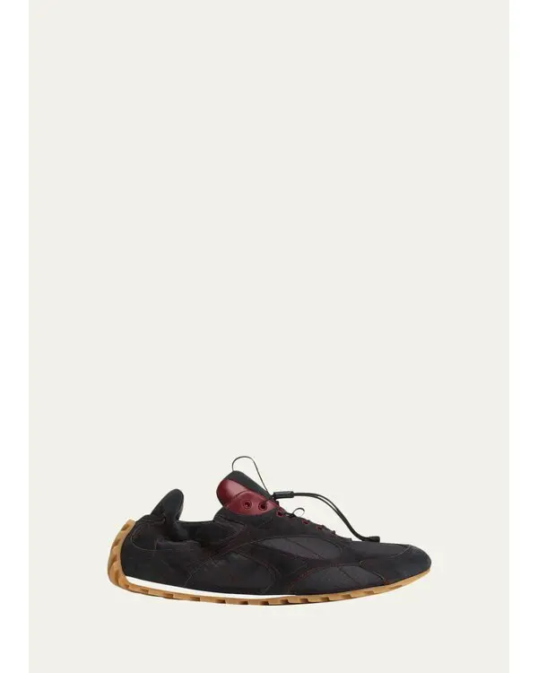 Bottega Veneta Orbit Suede And Mesh Low-top Sneakers - Nero/maple