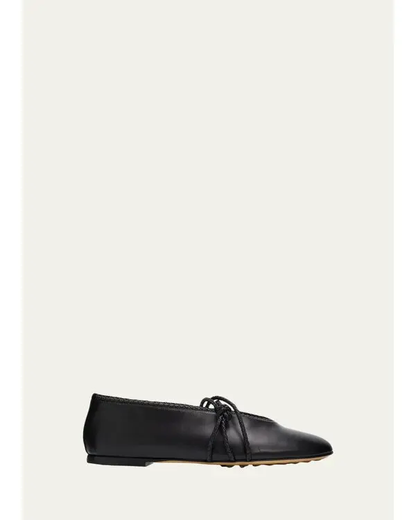 Bottega Veneta Leather Ballerina Flats - Nero