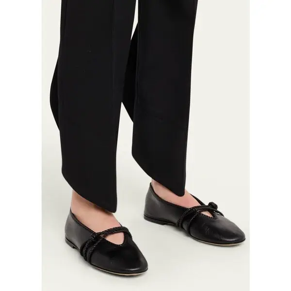 Bottega Veneta Leather Ballerina Flats - Nero