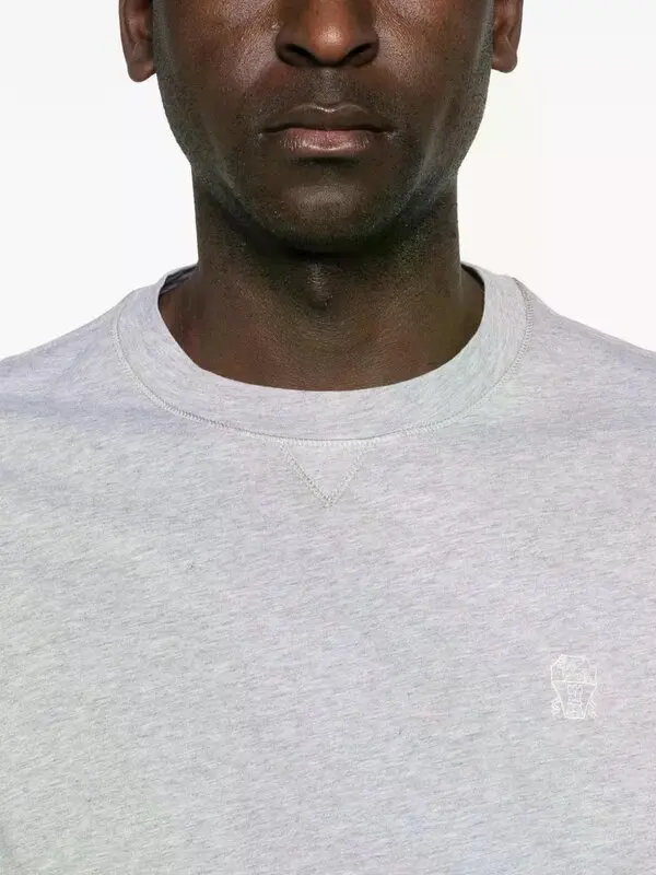 Brunello Cucinelli Ribbed Crew-neck Logo-embroidery T-shirt