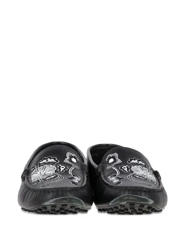TOD'S Flower-embroidered Leather Loafers