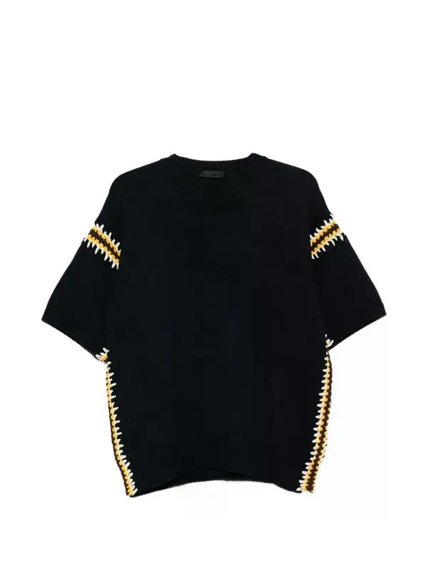 Prada Striped Short-sleeve Cotton Knit Top