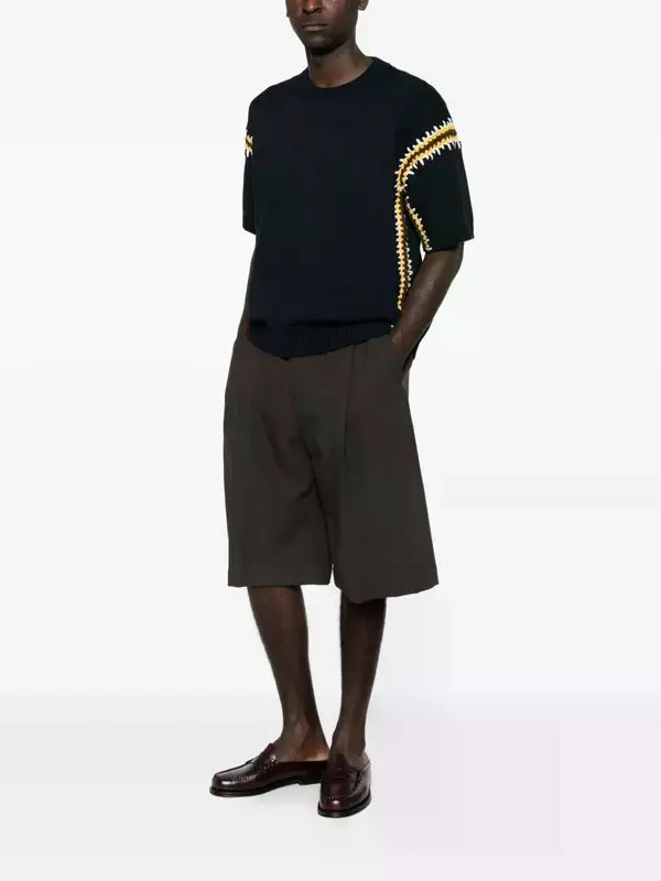 Prada Striped Short-sleeve Cotton Knit Top