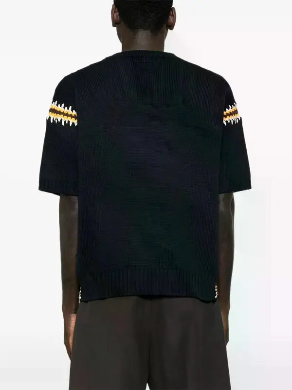 Prada Striped Short-sleeve Cotton Knit Top