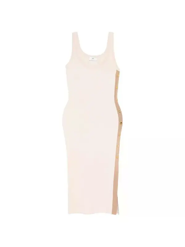 Elisabetta Franchi Sleeveless Logo Button Midi Dress