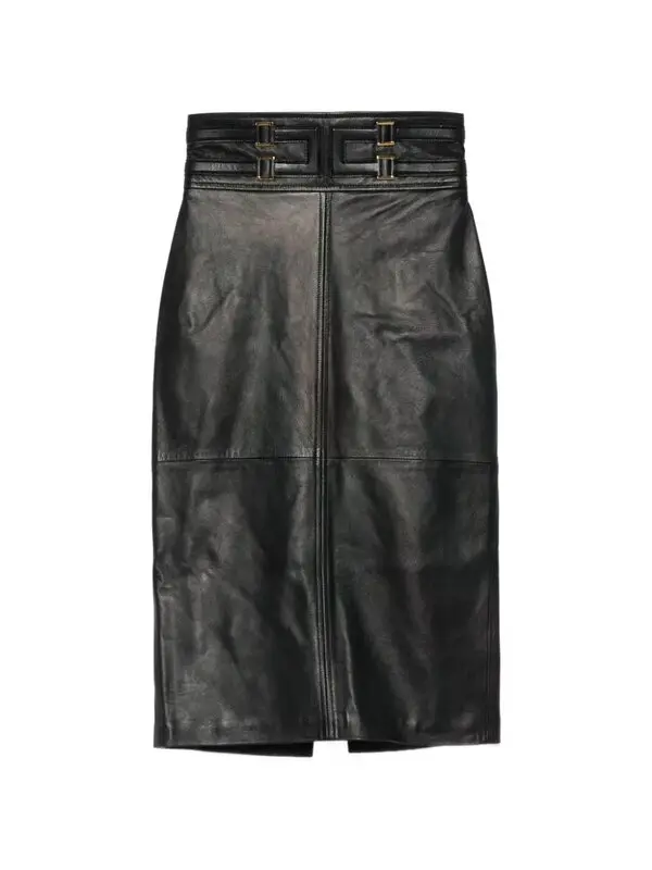 Elisabetta Franchi Buckled Leather Mini Skirt