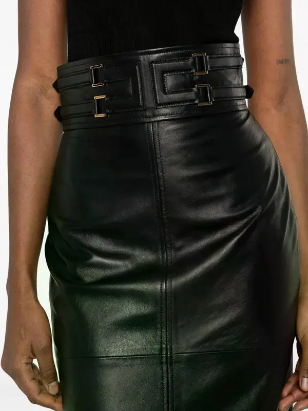 Elisabetta Franchi Buckled Leather Mini Skirt