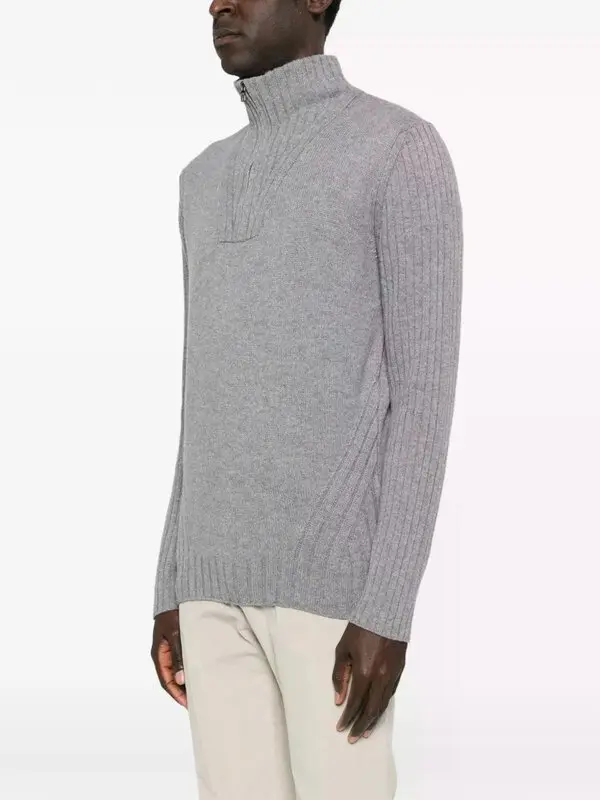 Corneliani Half-zip Ribbed Knit Sweater