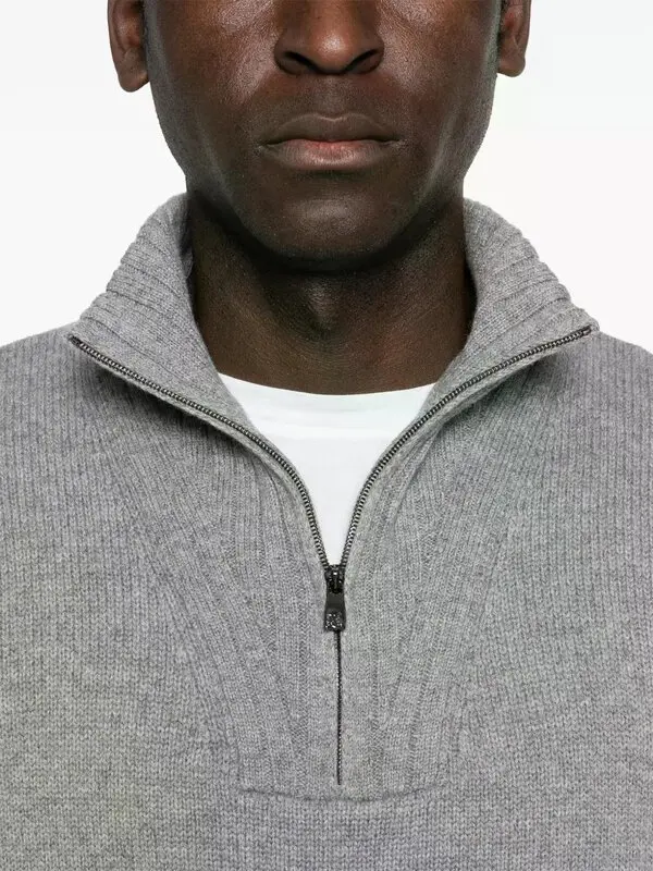 Corneliani Half-zip Ribbed Knit Sweater