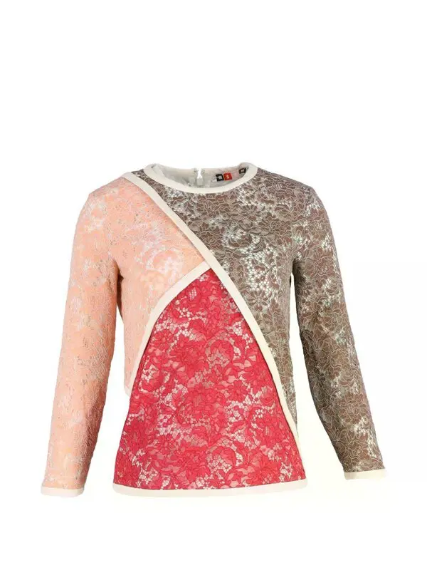 MSGM Lace Patchwork Long-sleeve Top