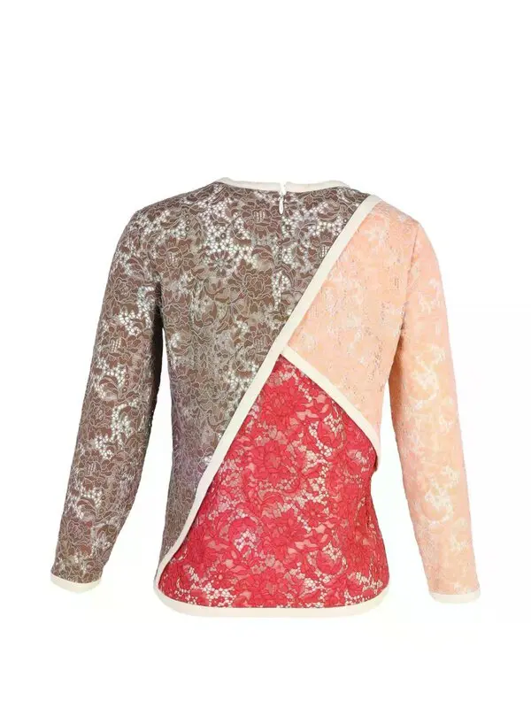 MSGM Lace Patchwork Long-sleeve Top