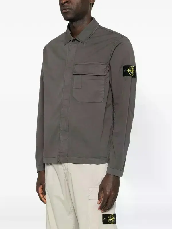 Stone Island Logo Patch Shirt Jacket - Grey