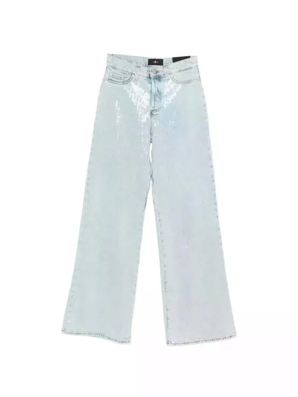7 For All Mankind Sequin Embellished Straight-leg Jeans
