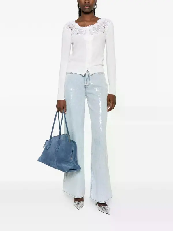 7 For All Mankind Sequin Embellished Straight-leg Jeans