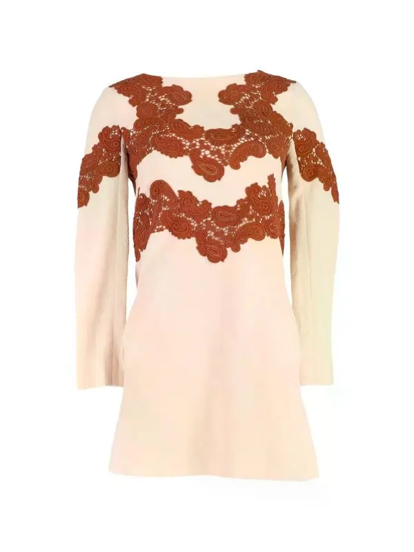 Chloé Lace-trim Wool Mini Dress - Neutrals
