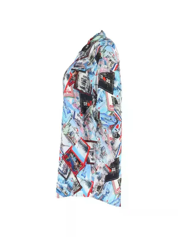 Balenciaga Printed Silk Short Sleeve Shirt