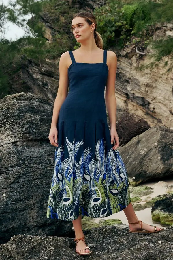MARIE OLIVER Dixon Printed Linen-blend Dress