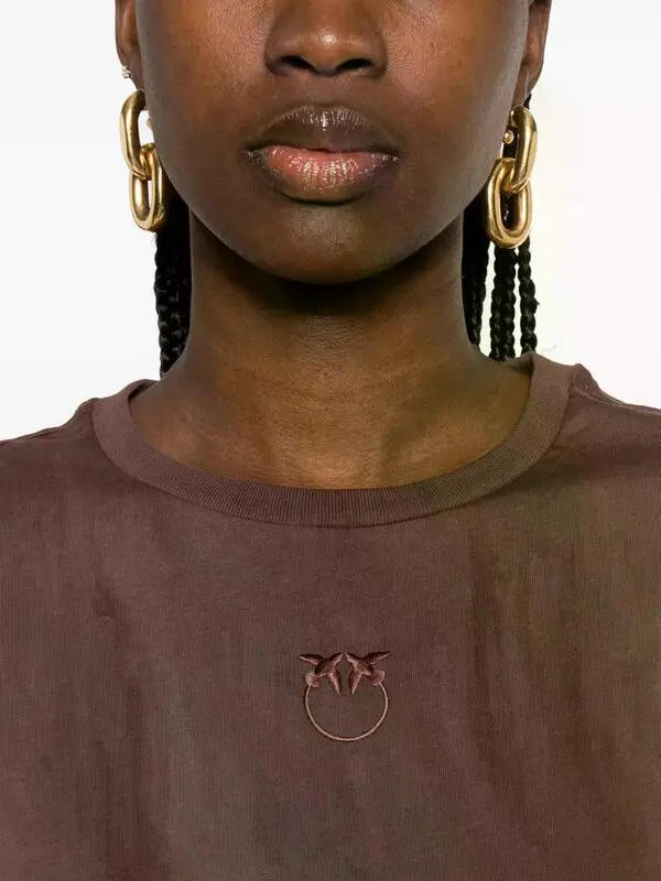 Pinko Logo Embroidered Cotton T-shirt