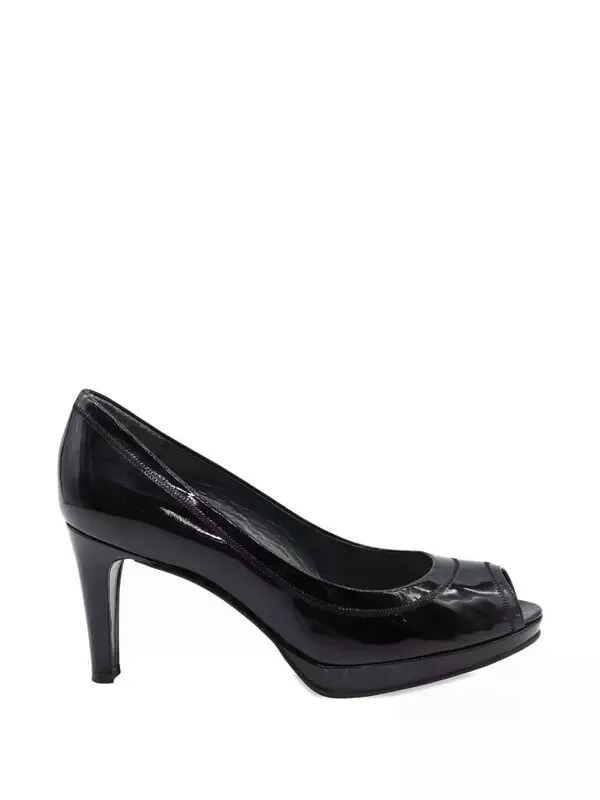 STUART WEITZMAN X Russel Bromley Peep-toe Patent Leather Pumps