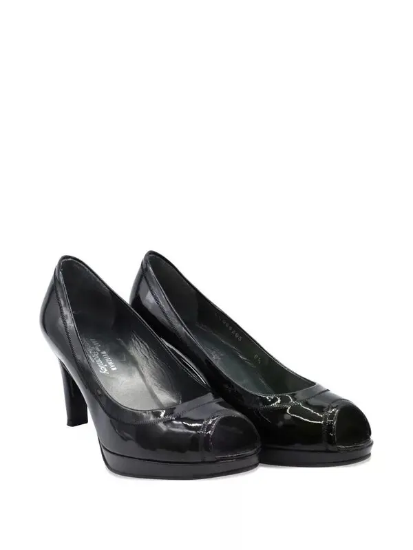 STUART WEITZMAN X Russel Bromley Peep-toe Patent Leather Pumps
