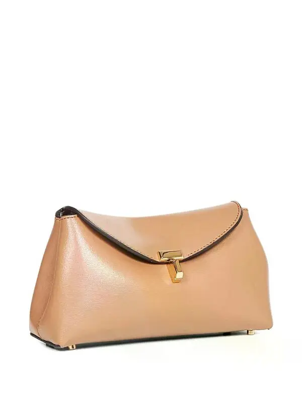 TOTEME T-lock Foldover Leather Clutch Bag - Brown
