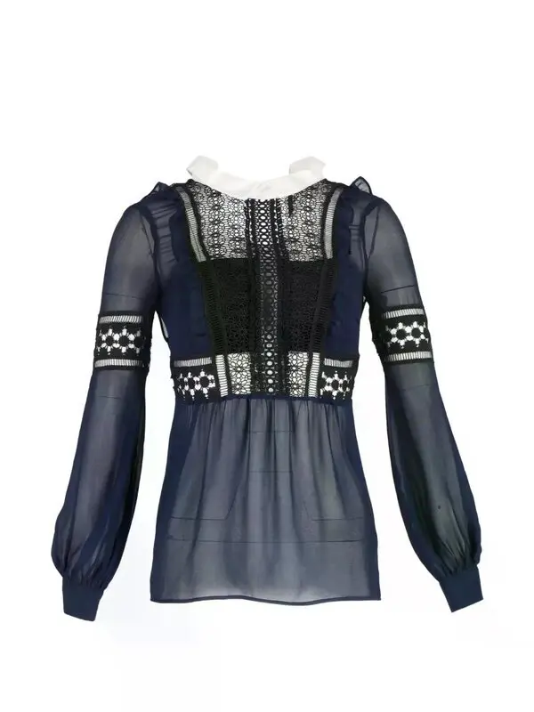 SELF-PORTRAIT Lace-detail Long-sleeve Blouse